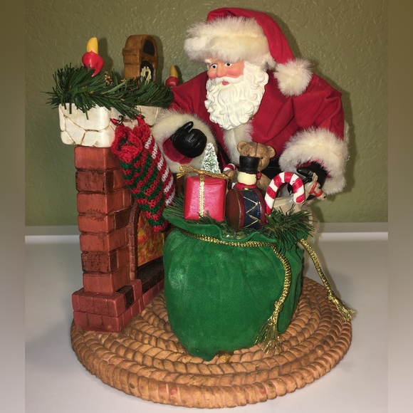 Traditions | Holiday | Fabric Mache Santa With Bag Of Toys Fireplace ...